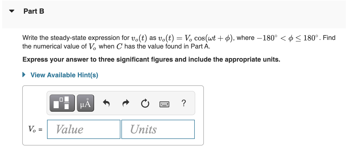 Solved Review | Constants Part A The sinusoidal voltage | Chegg.com