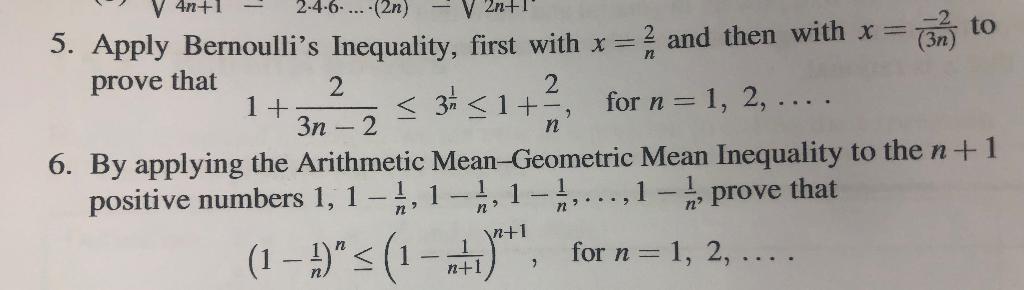 Solved 4n+1 2-4-6-... -(2n) V 2n+1 to 3n - 2 5. Apply | Chegg.com