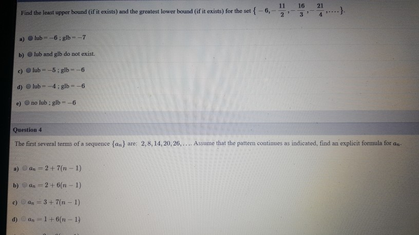 Solved 11 16 21 Find the least upper bound (if'it existy) | Chegg.com