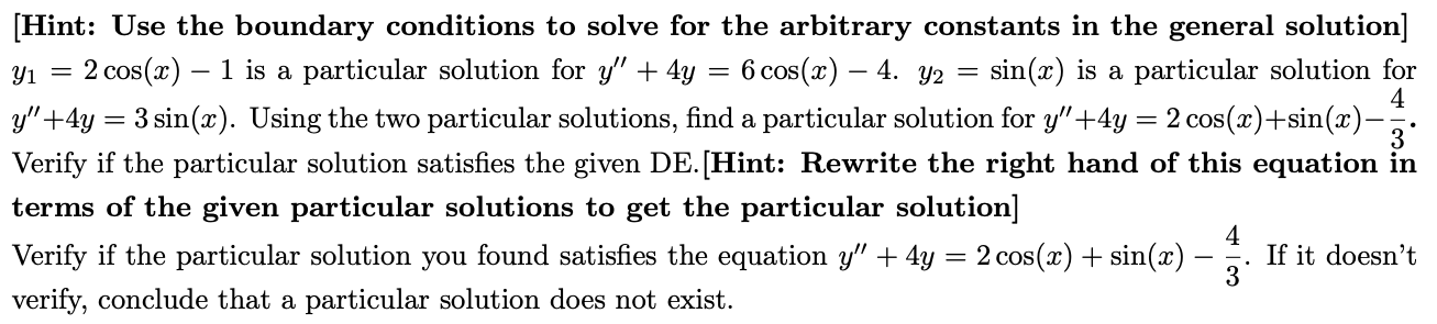Solved Y1 = [Hint: Use the boundary conditions to solve for | Chegg.com