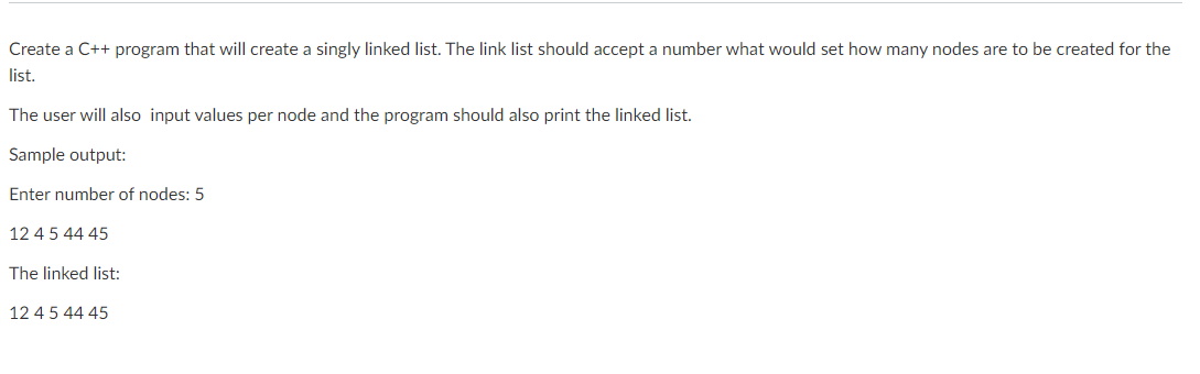 Solved Create A C Program That Will Create A Singly Linked 7036