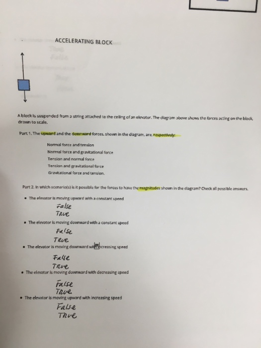 Solved ACCELERATING BLOCK A block is suspended from a string | Chegg.com