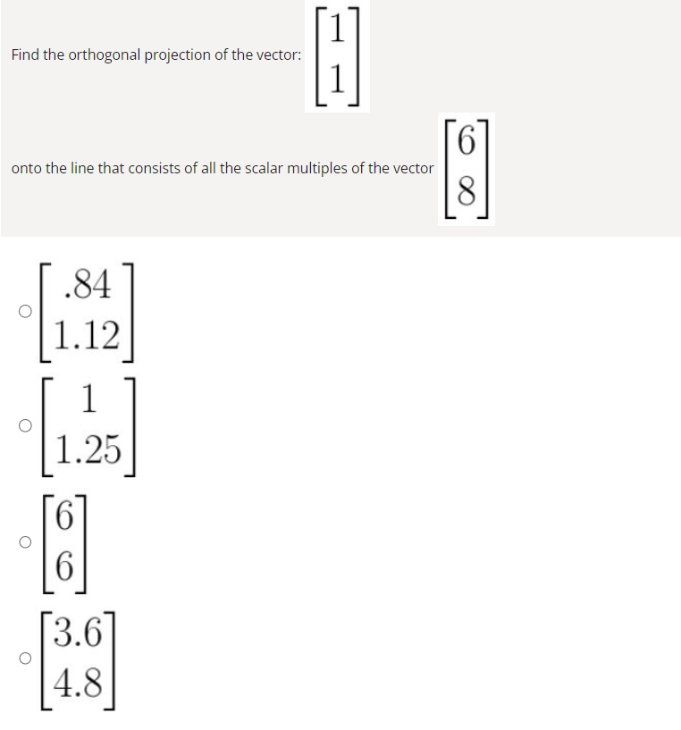 Solved Find the orthogonal projection of the vector: [11] | Chegg.com