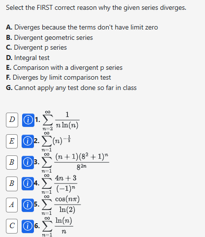 Solved Select the FIRST correct reason why the given series | Chegg.com