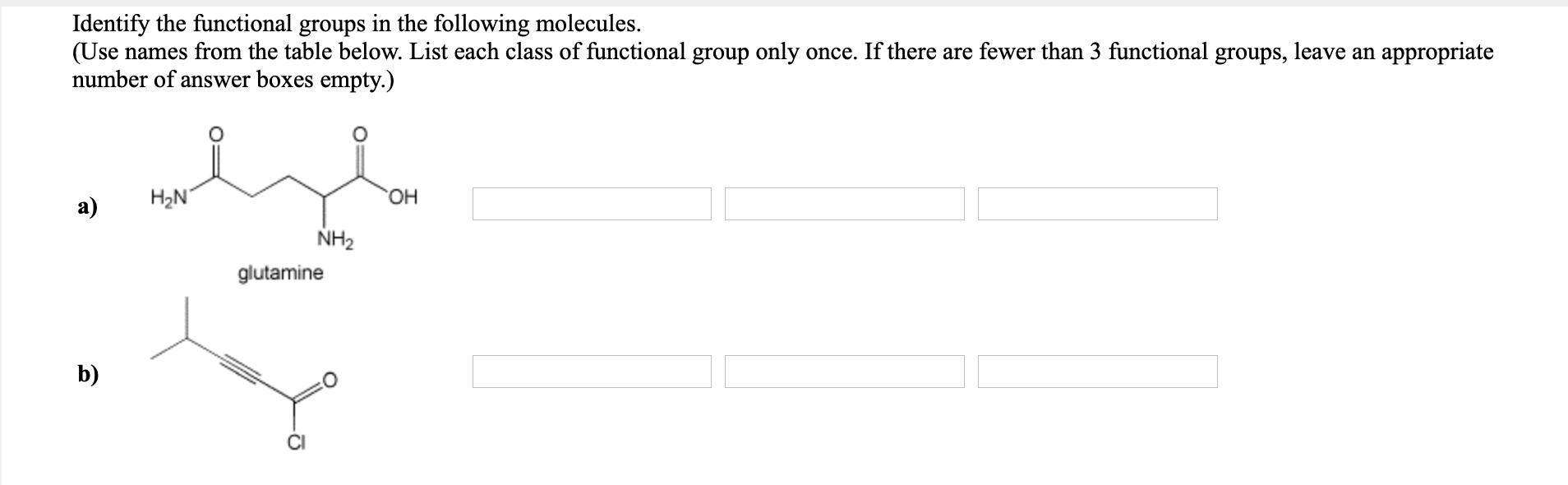 Solved Identify the functional groups in the following | Chegg.com
