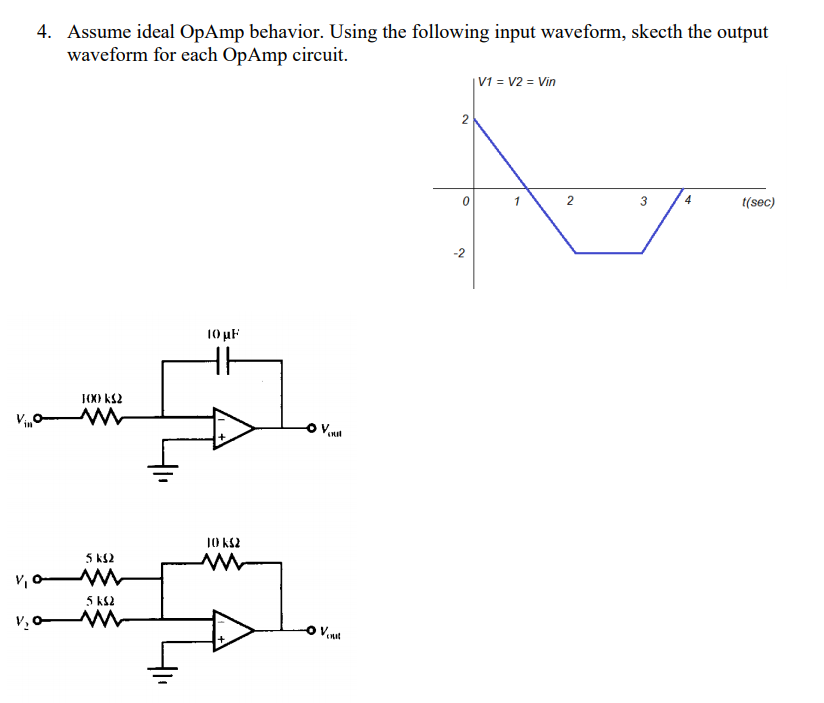 Solved 4. Assume ideal OpAmp behavior. Using the following | Chegg.com