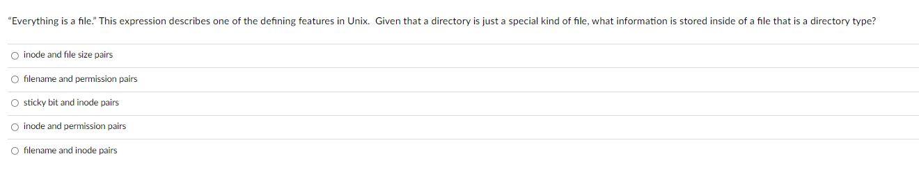 Solved "Everything is a file." This expression describes one | Chegg.com