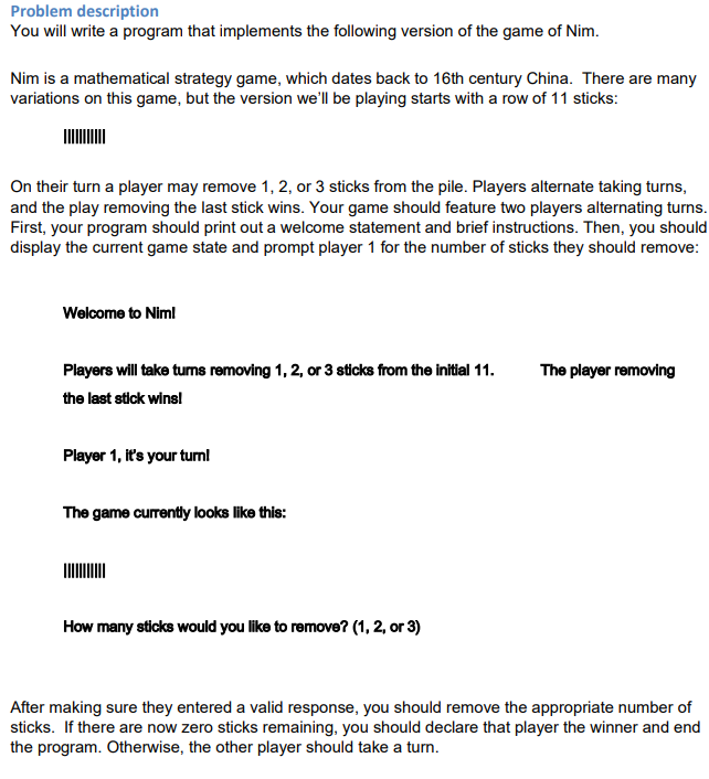 Solved Problem description You will write a program that | Chegg.com