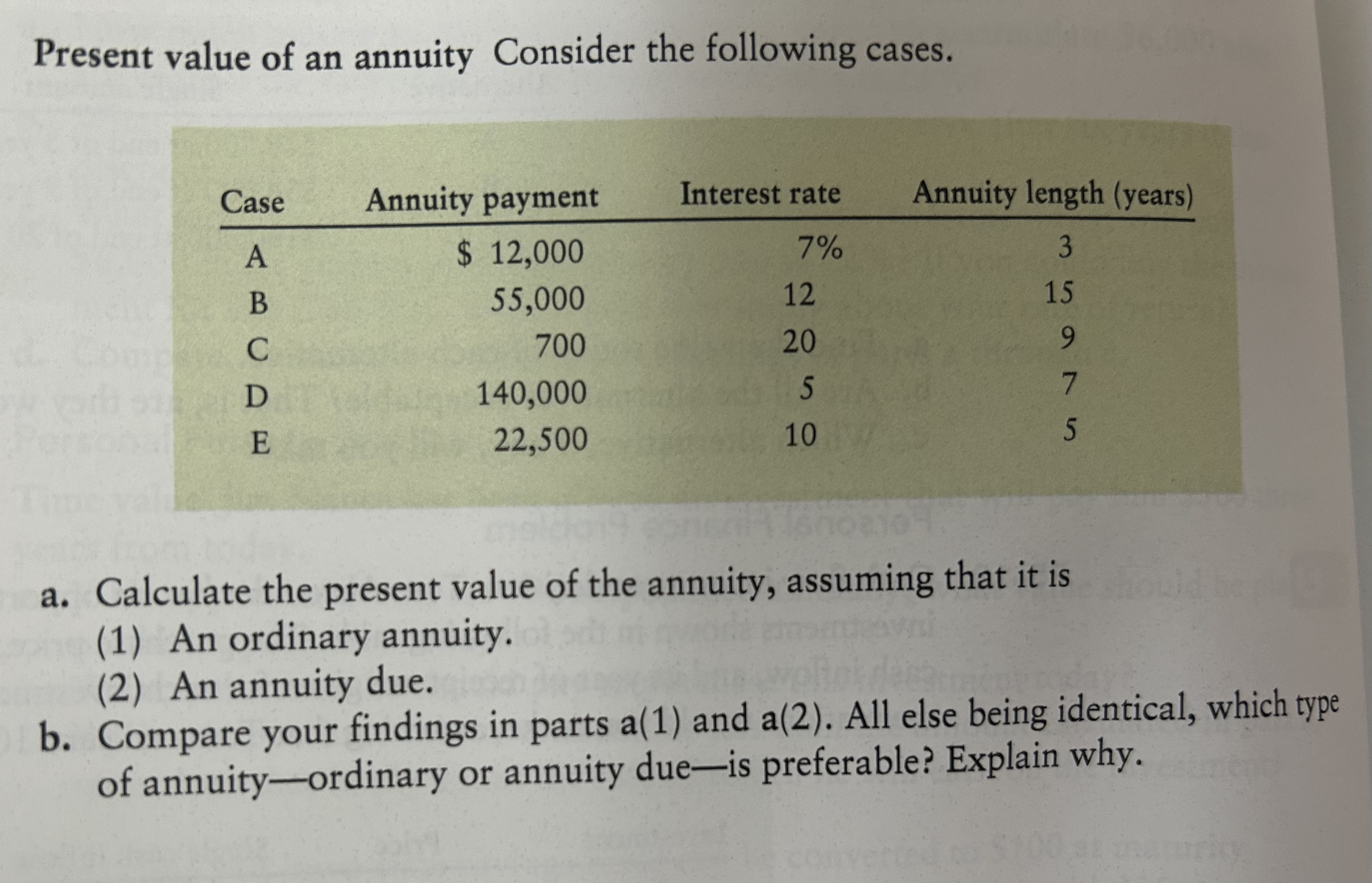 Solved Present value of an annuity Consider the following | Chegg.com