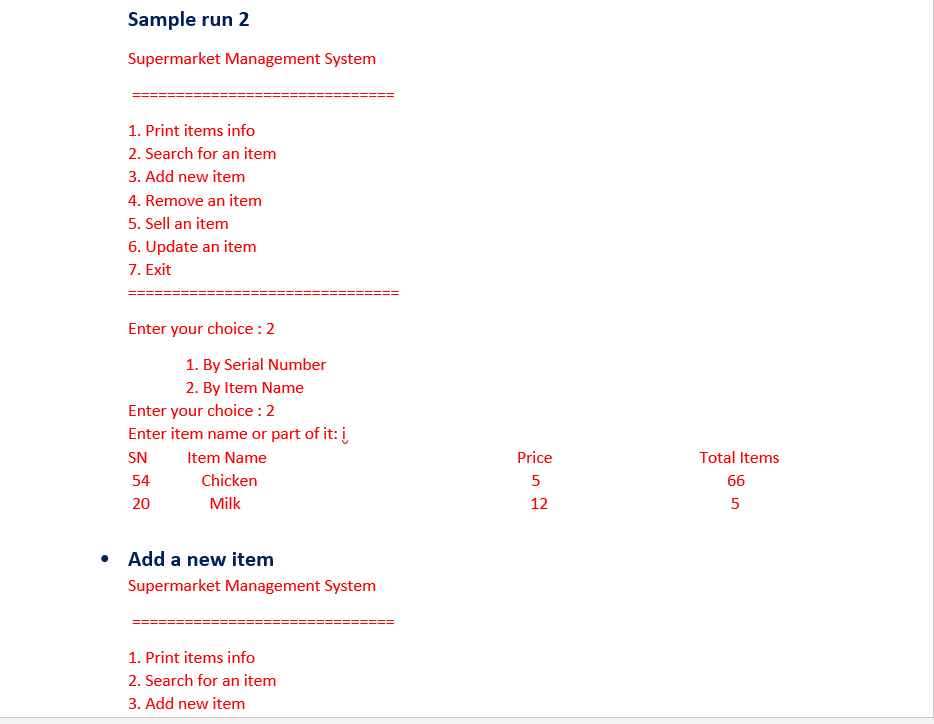 Solved The information of available items in a supermarket | Chegg.com