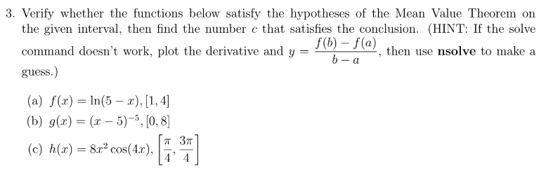 3. Verify whether the functions below satisfy the | Chegg.com
