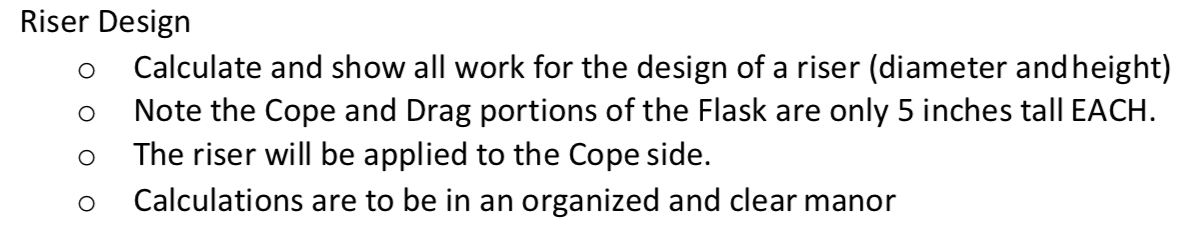 Solved Riser Design o Calculate and show all work for the | Chegg.com