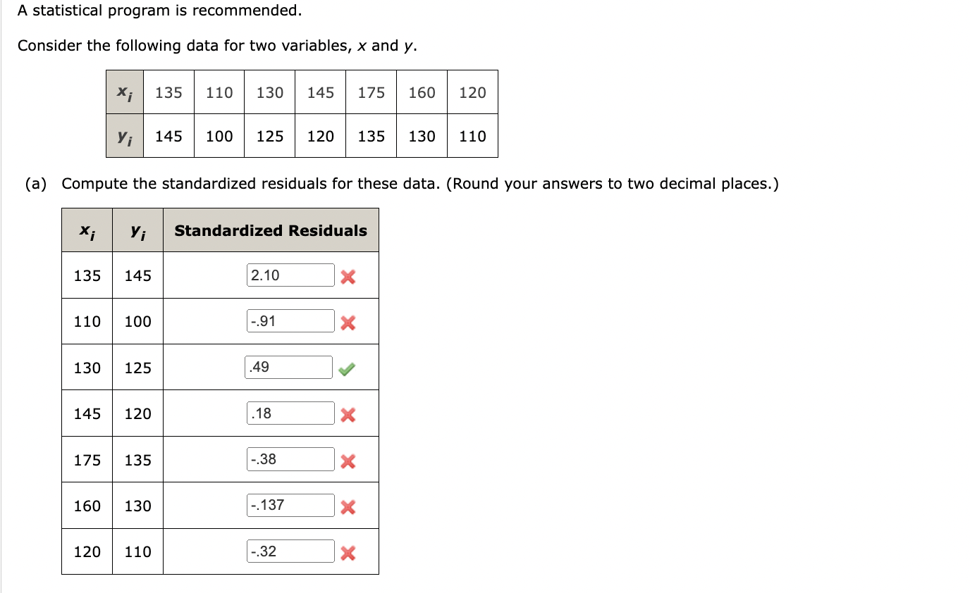 A statistical program is recommended.A statistical | Chegg.com