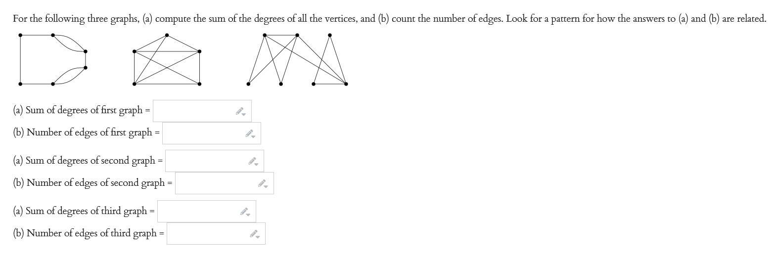 Solved For the following three graphs, (a) compute the sum | Chegg.com