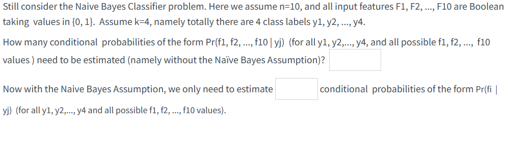 Still consider the Naive Bayes Classifier problem. | Chegg.com