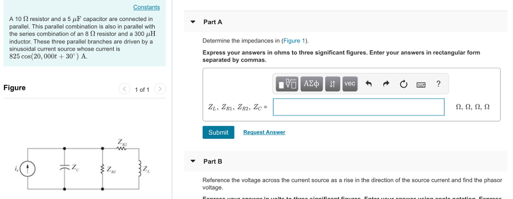 Solved Constants A 10 2 resistor and a 5 F capacitor are | Chegg.com