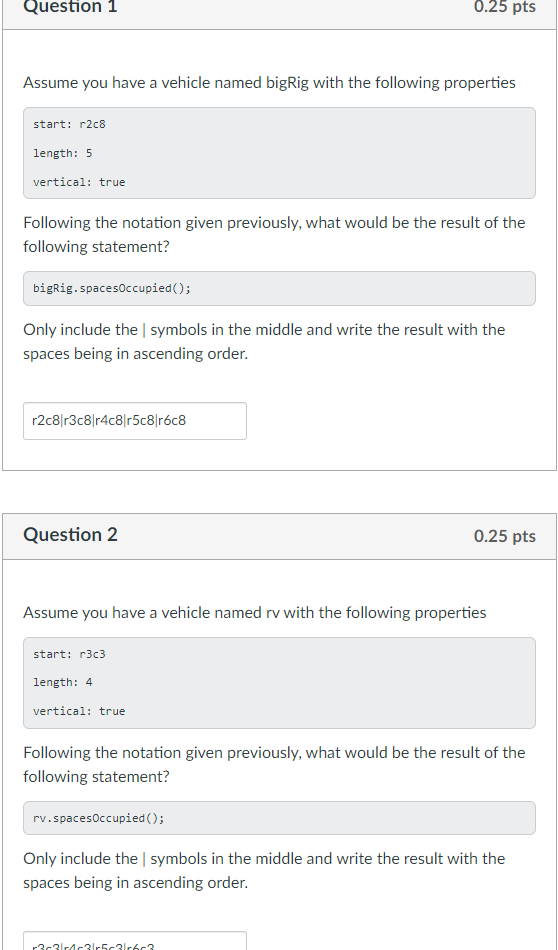 Solved Assume you have a vehicle named bigRig with the | Chegg.com