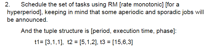 Solved 2. Schedule the set of tasks using RM [rate | Chegg.com