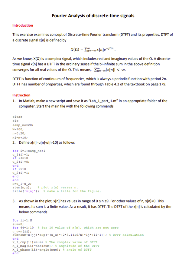 Solved Fourier Analysis of discrete-time signals | Chegg.com