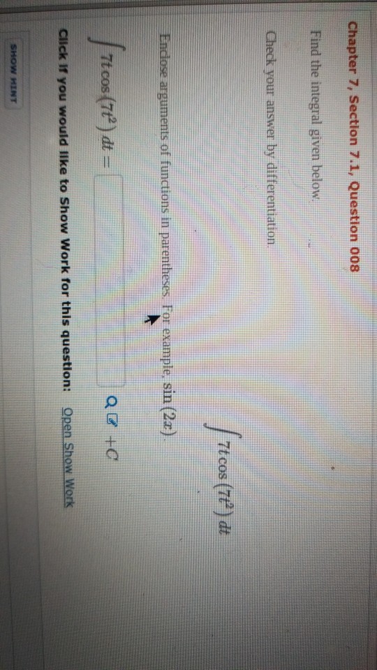 Solved Chapter 7, Section 7.1, Question 008 Find the | Chegg.com