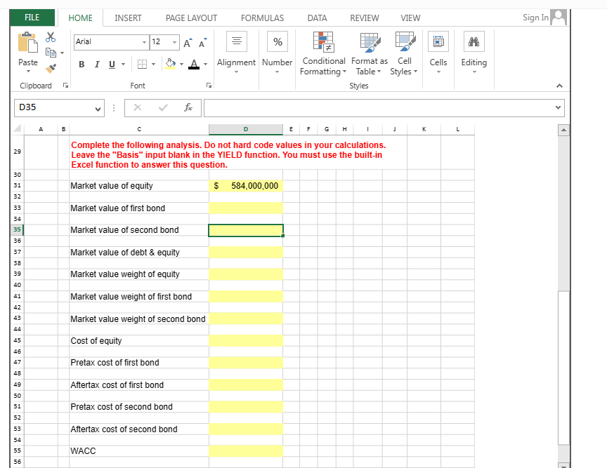 Solved Answer all empty cells in formulas. no hard coding. | Chegg.com