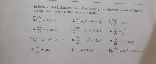 Solved In Exercises 1-12, sketch the phase lines for the | Chegg.com