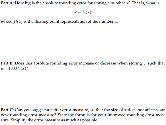Part A: How big is the absolute rounding error for | Chegg.com