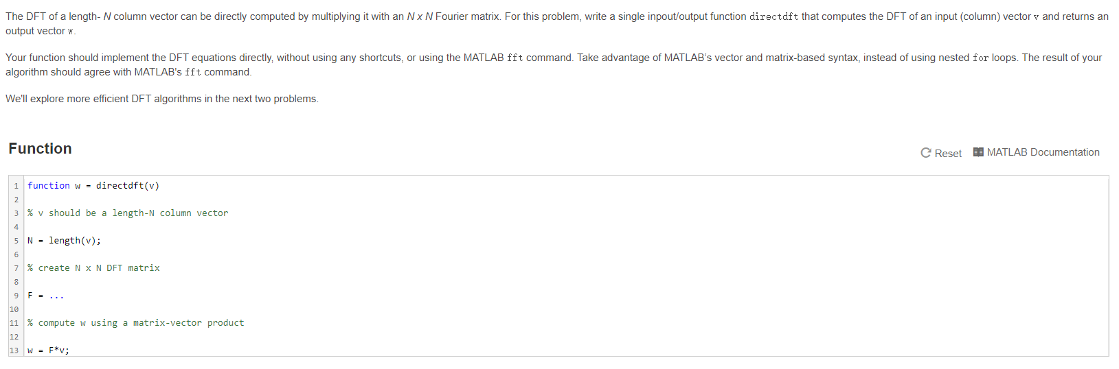 Solved The DFT of a length- N column vector can be directly | Chegg.com