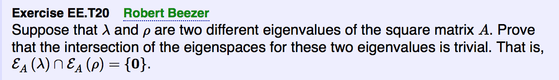 Solved Exercise EE.C20 Robert Beezer Find the eigenvalues, | Chegg.com