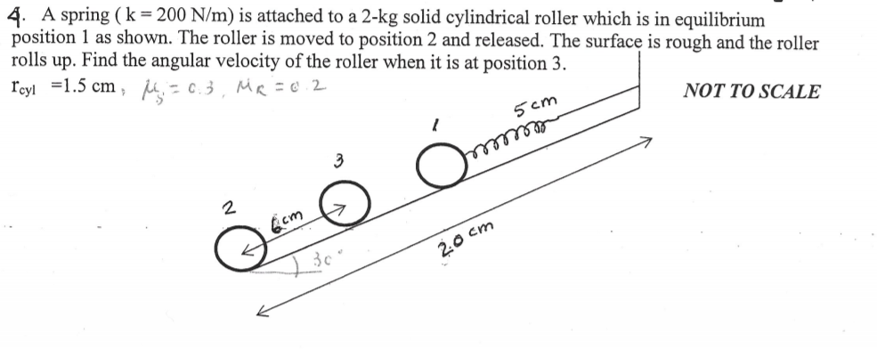 Solved 4. A spring (k = 200 N/m) is attached to a 2-kg solid | Chegg.com