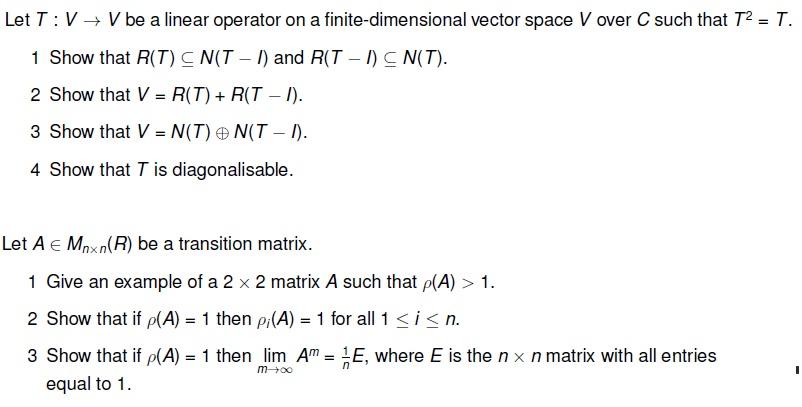 Solved = Let T :V → V be a linear operator on a | Chegg.com