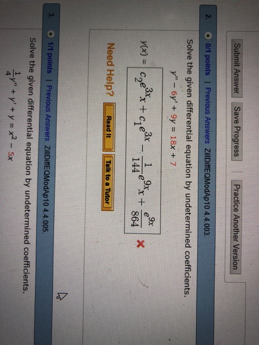 Solved Submit Answer Save Progress Practice Another Version | Chegg.com