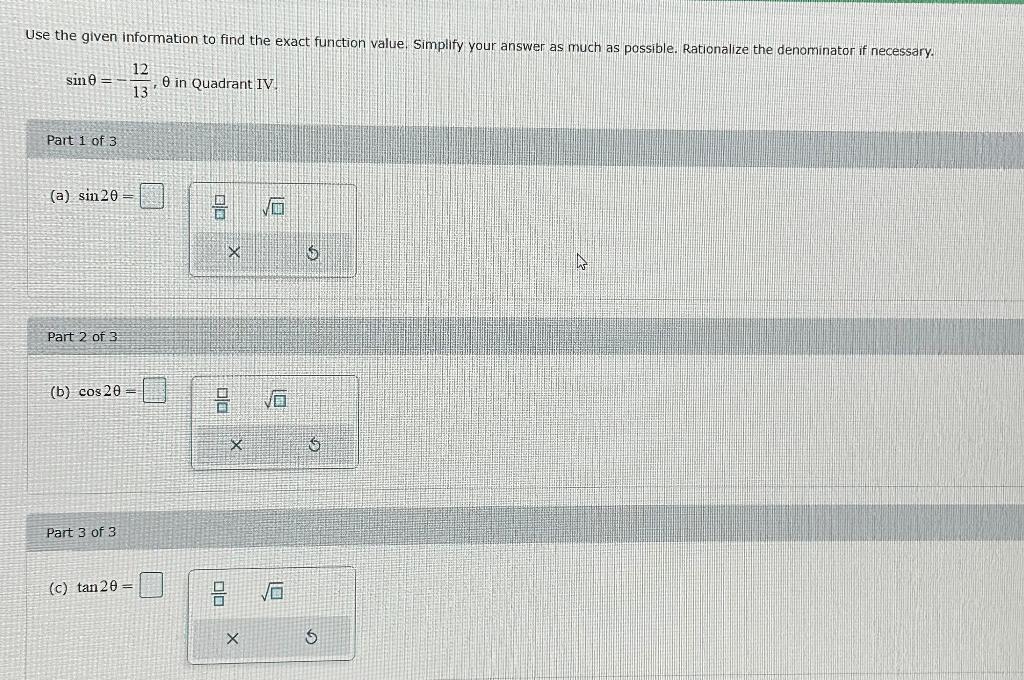 Solved Use the given information to find the exact function | Chegg.com