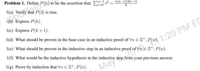 Solved Problem i. Define P(n) to be the assertion that: n-1 | Chegg.com