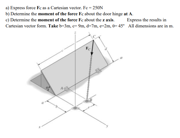 Solved a) Express force FC as a Cartesian vector. Fc=250 N | Chegg.com