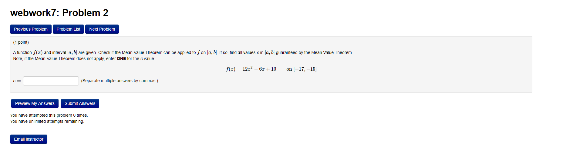 Solved webwork7: Problem 2 Previous Problem Problem List | Chegg.com