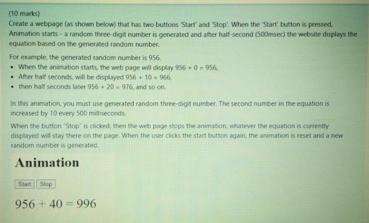 Solved (10 marks) Create a webpage (as shown below) that has | Chegg.com
