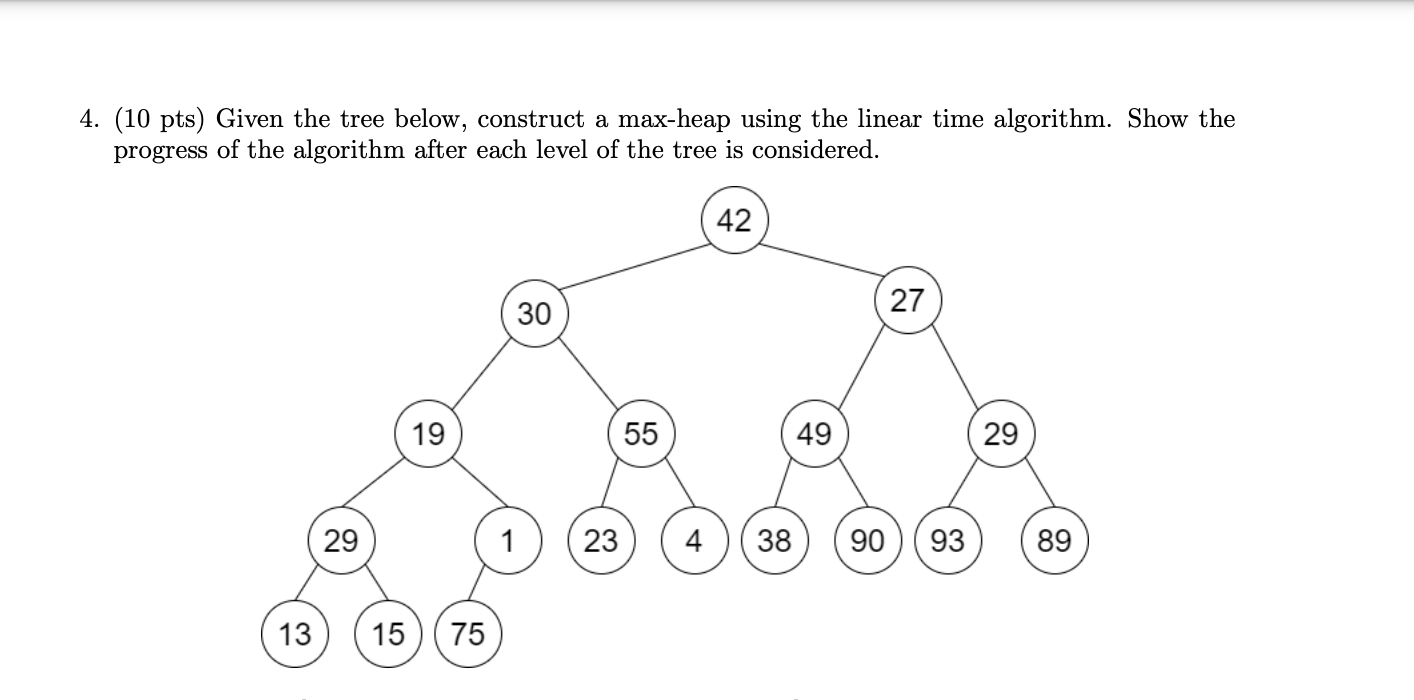 Solved 4. (10 pts) Given the tree below, construct a | Chegg.com