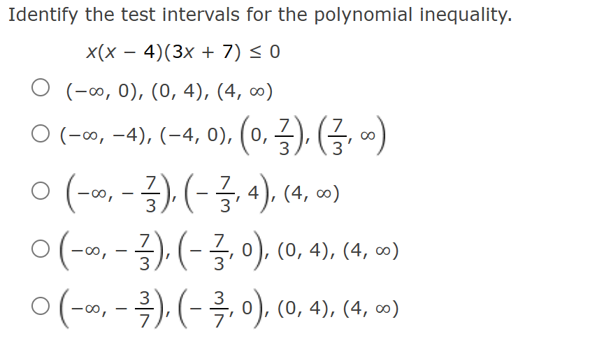 Solved Identify the test intervals for the polynomial | Chegg.com