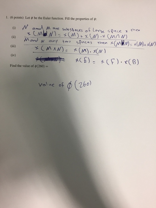 Solved Let phi be the Euler function. Fill the properties of | Chegg.com