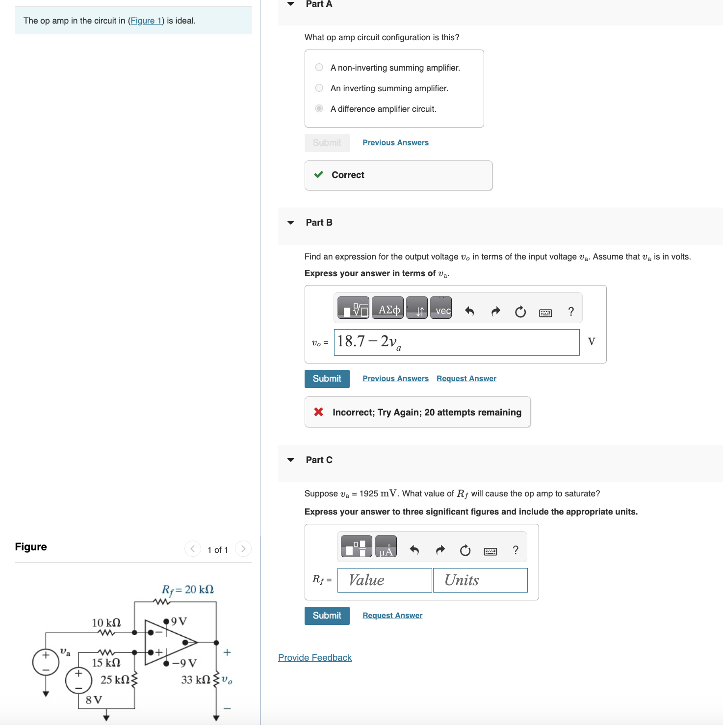Solved The op amp in the circuit in (Figure 1) ﻿is | Chegg.com
