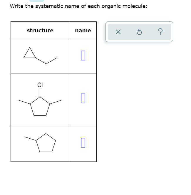 Solved Write the systematic name of each organic molecule: | Chegg.com