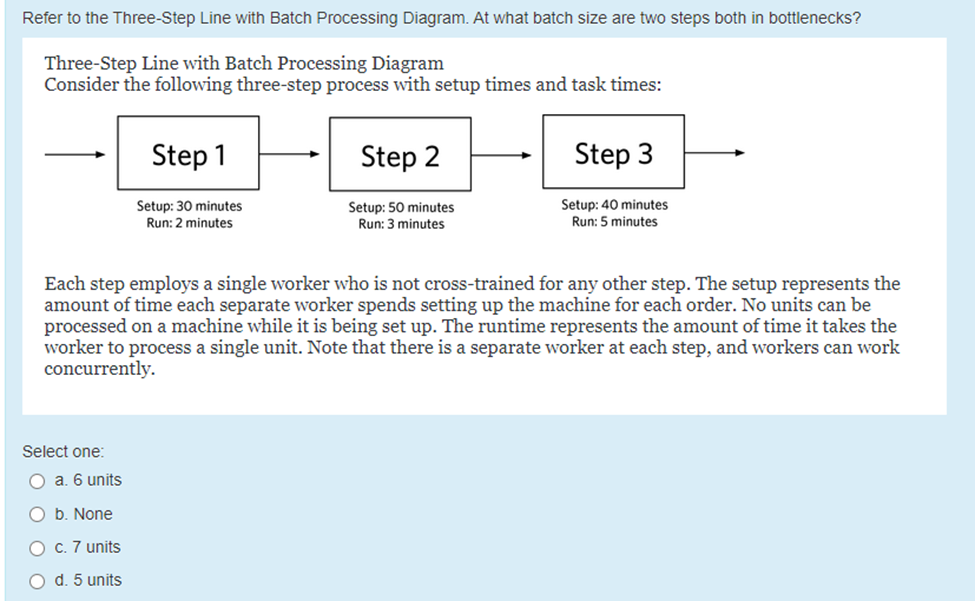 Solved Refer to the Three-Step Line with Batch Processing | Chegg.com
