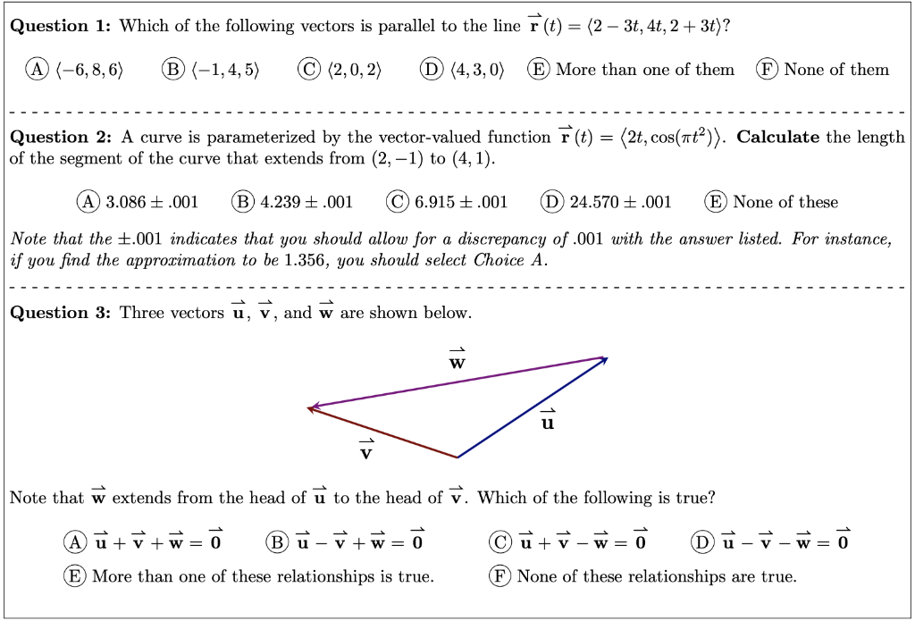 Solved Question 1 Which Of The Following Vectors Is Parallel