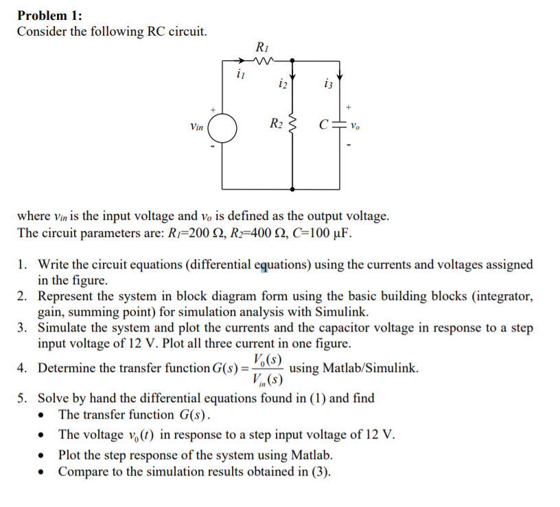 Solved Problem 1: Consider the following RC circuit. R ij i | Chegg.com