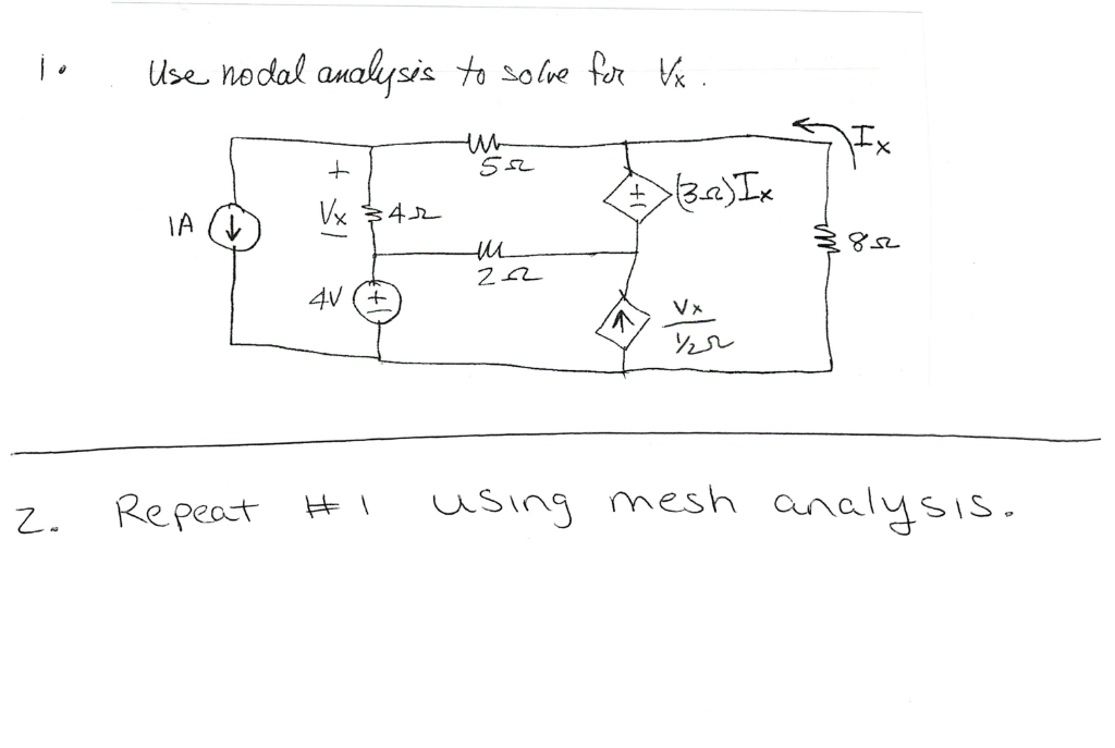 Solved i Use nodal analysis to solve for Vx. + 52 + (3.2) Ix | Chegg.com