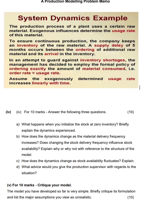 Solved System Dynamics ExampleThe production process of a | Chegg.com