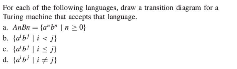 Solved For each of the following languages, draw a | Chegg.com