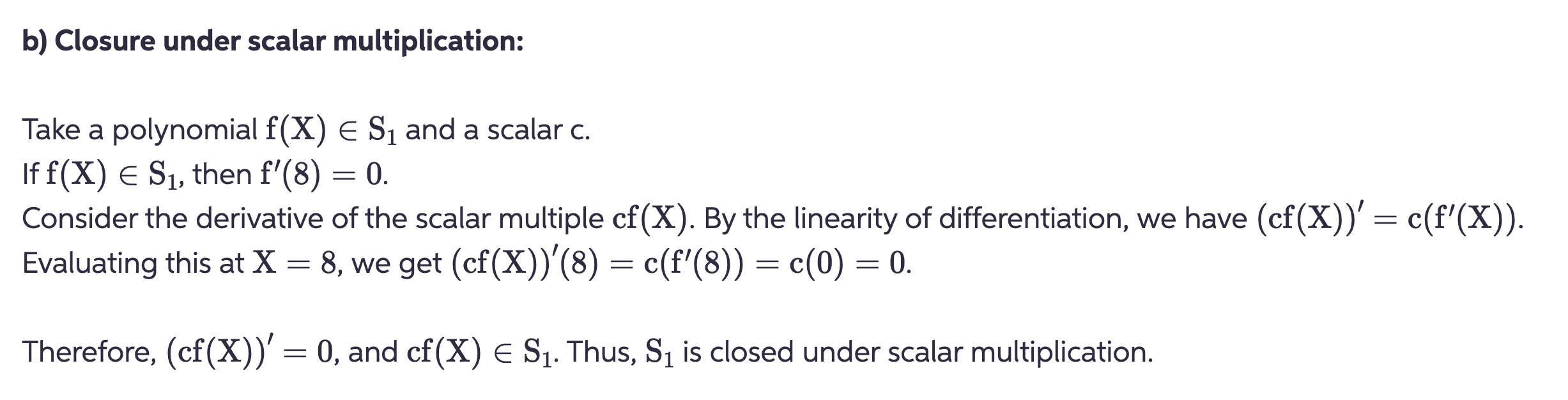 Solved b) ﻿Closure under scalar multiplication:Take a | Chegg.com