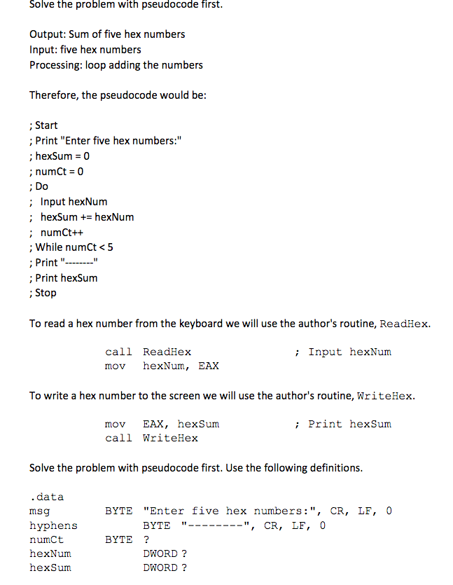 Solved ASSEMBLY LANGUAGE - VISUAL STUDIOS Write a program to | Chegg.com